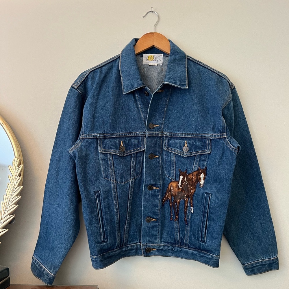 Vintage Denim Jacket, Horse Decals - Gem